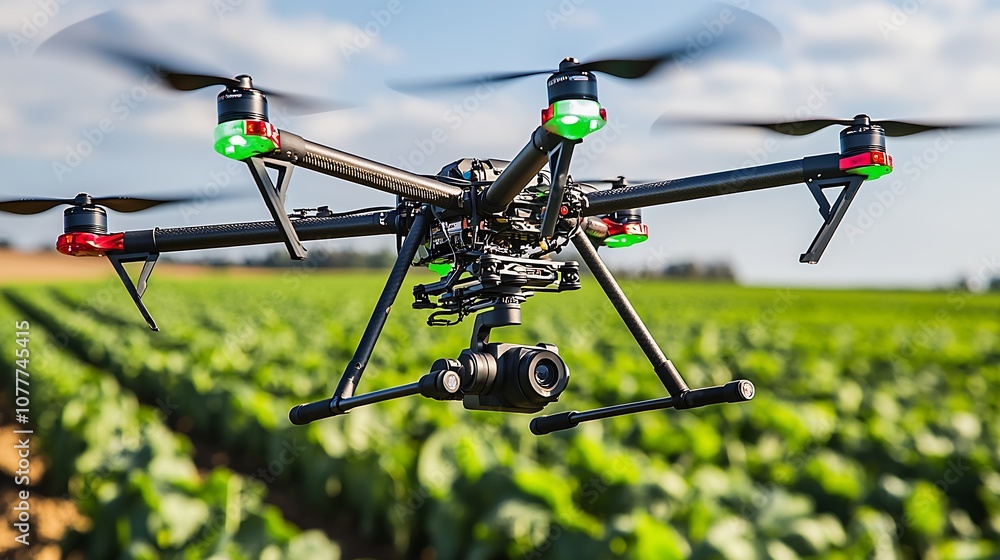 Advanced Drone Operational Precision in Agriculture Hovering Over Crops ...