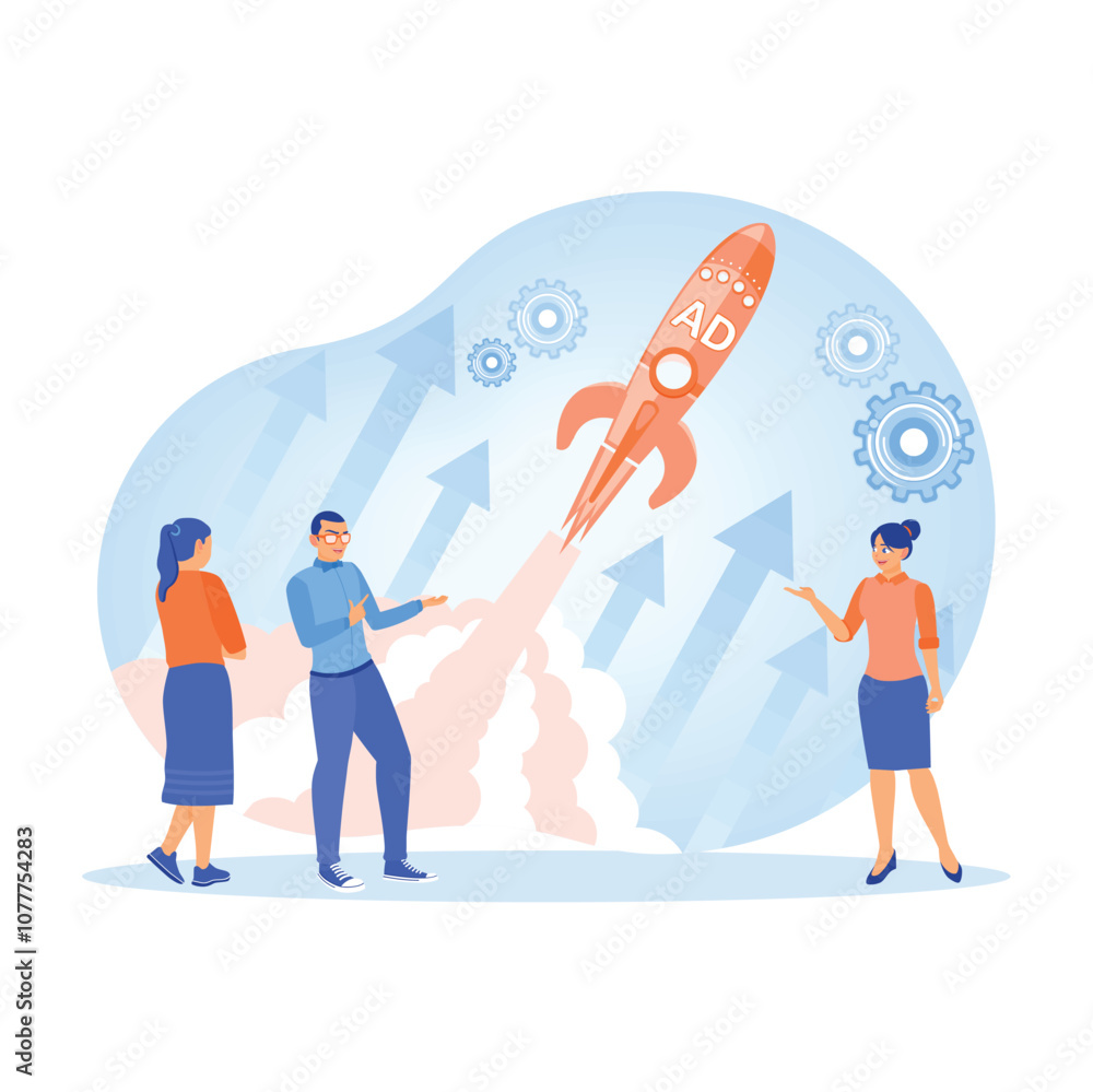 The business team improves marketing strategy. Increase market share ...