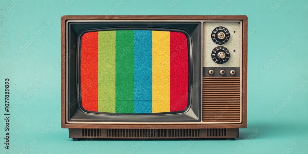 Quantum Colors A retro TV flickers with erratic static framing vibrant ...
