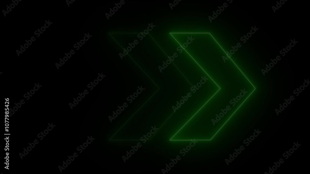 Green neon swipe arrow pointing to right and moving on green screen ...