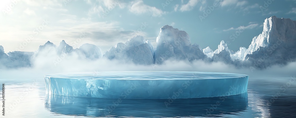 Ice podium background snow winter product platform cold mountain 3D ...