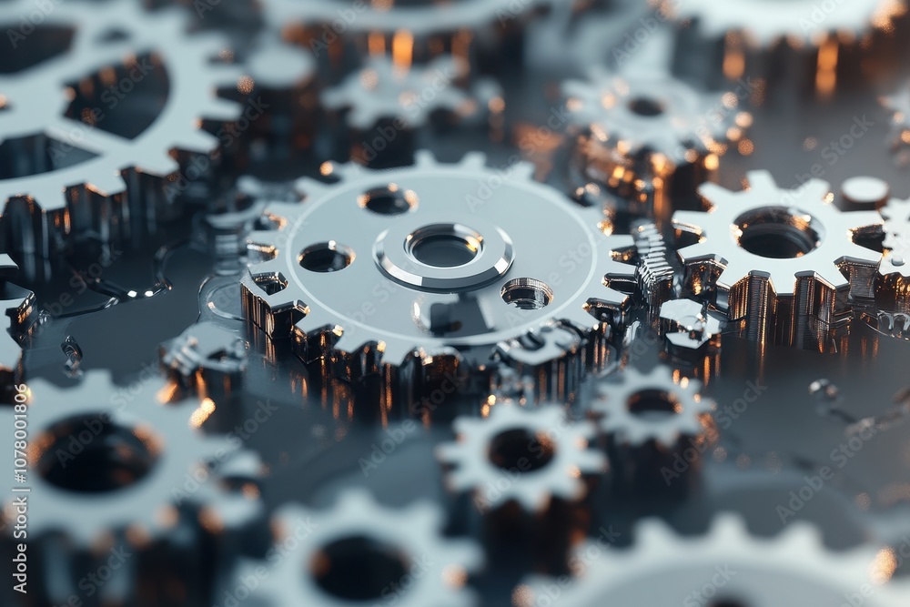 interconnected gears and cogs It symbolizes the complex and interdependent mechanisms of ...