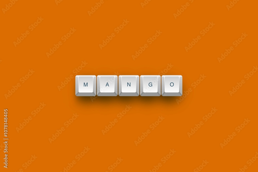 Mango text on a 3d keyboard button with shadow concept series 19 Stock ...