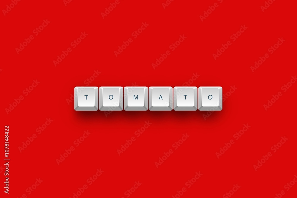 Tomato text on a 3d keyboard button with shadow concept series 1 Stock ...
