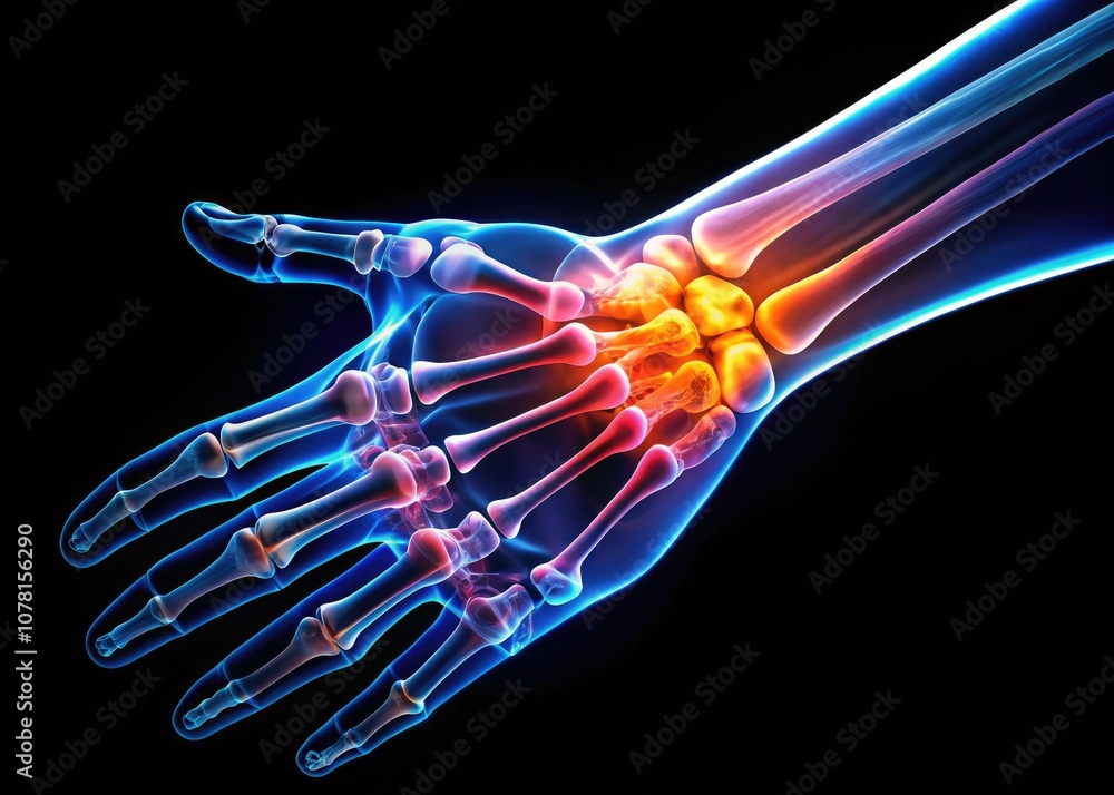 Normal X-ray reveals a human wrist, showcasing bone and joint anatomy ...
