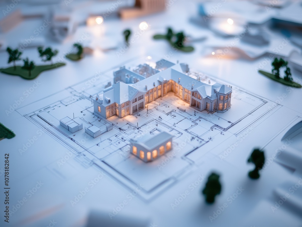 Detailed blueprint featuring a well-defined plan with clear ...