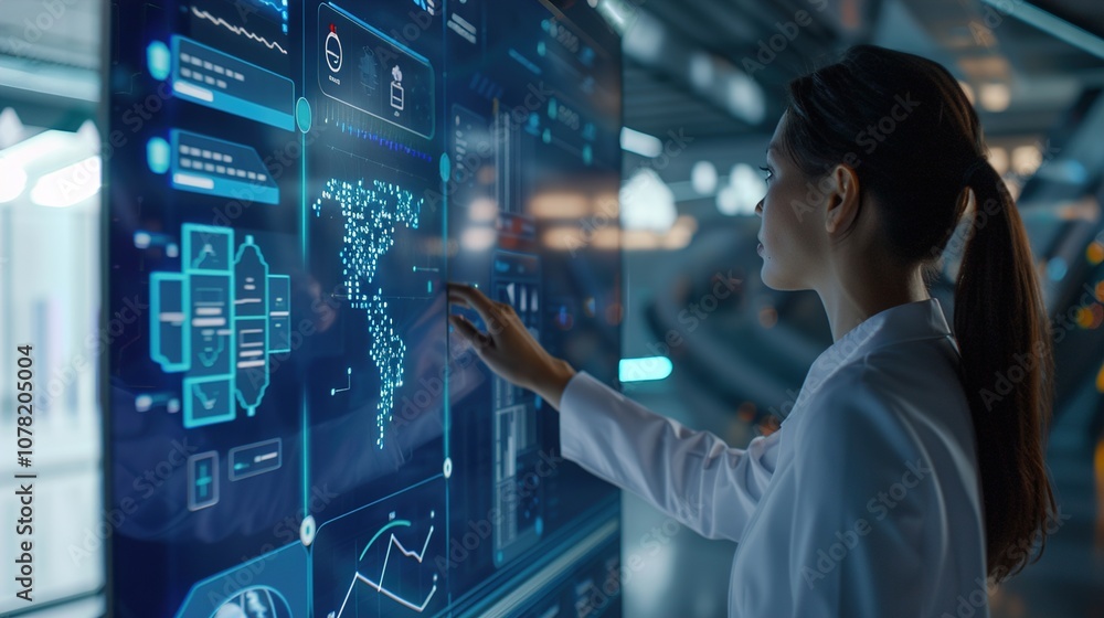 A customer service representative using an AI-powered dashboard to ...