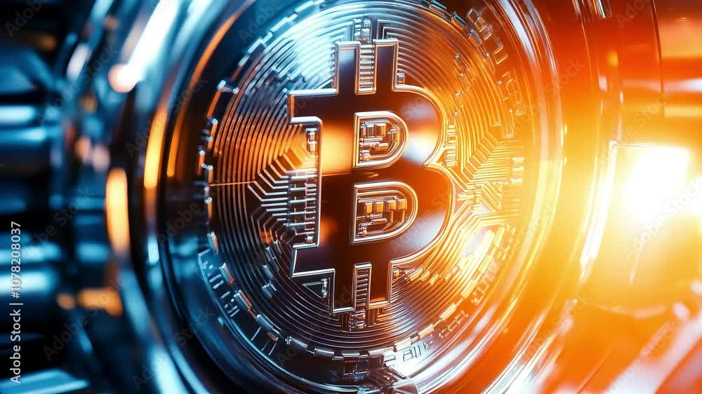 Close-up of Bitcoin Symbol in a Modern Digital Design, Reflecting High ...