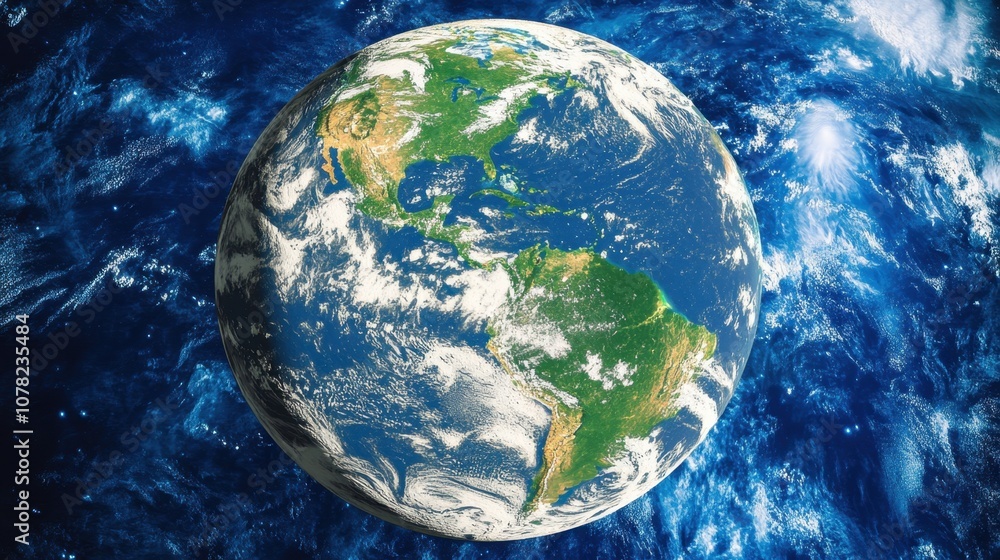 Vibrant view of earth from space showcasing continents and ocean ...