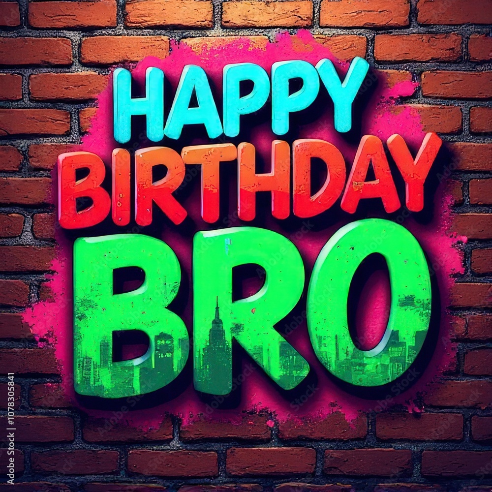 Fun happy birthday bro sms card with graffiti tags and urban-inspired ...