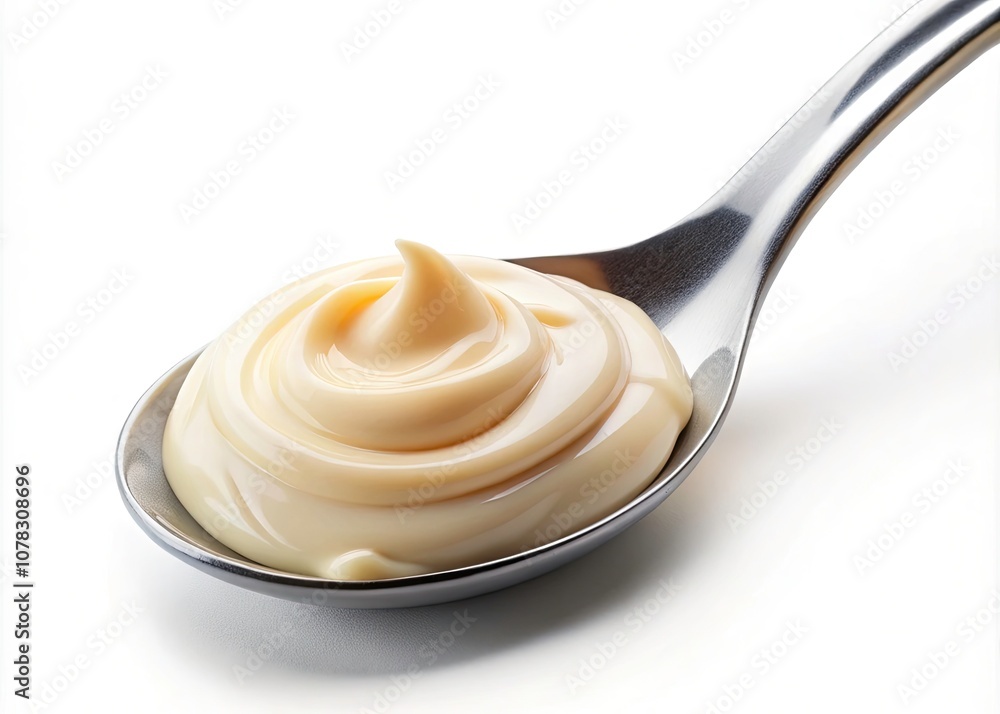 Isolated Spoonful of Creamy Mayonnaise on White Background for Culinary ...