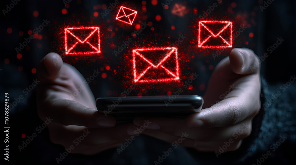 SMS spam, fake text message phishing from scammer concept. System ...