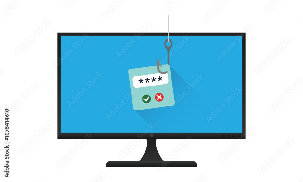 Phishing attack illustration. A hook catching a password input field ... Phishing attack illustration. A hook catching a password input field ...