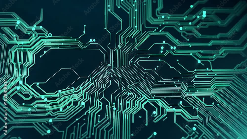 Printed circuit board with a complex design showcasing the intricate ...