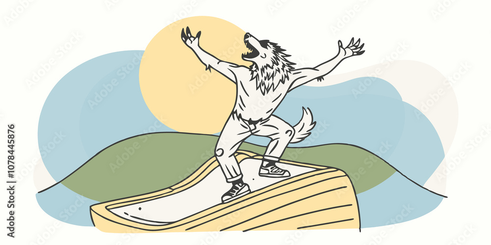 Wolf Howl A skater balances on the edge of a ramp leaning back with ...