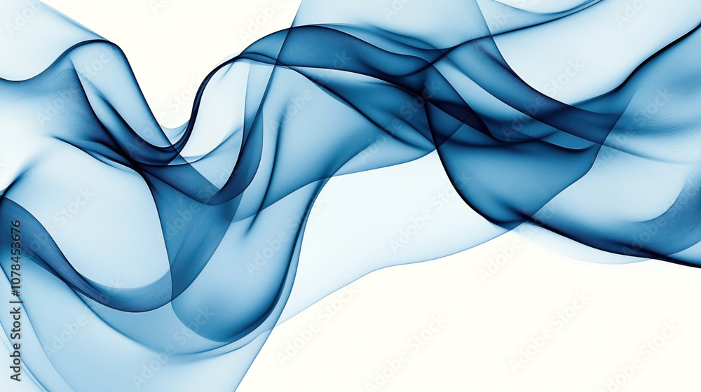 Abstract image featuring flowing blue wave-like shapes on a light ...