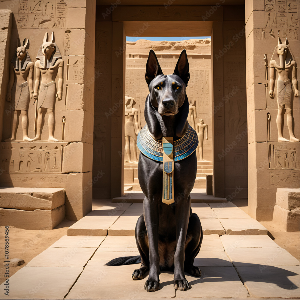Photo & Art Print Anubis the dog stands powerfully in front of an ...