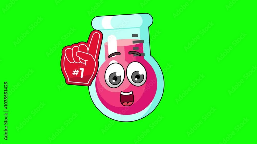 number 1 fan laboratory beaker cartoon emoticon, looping animation 素材庫 ...