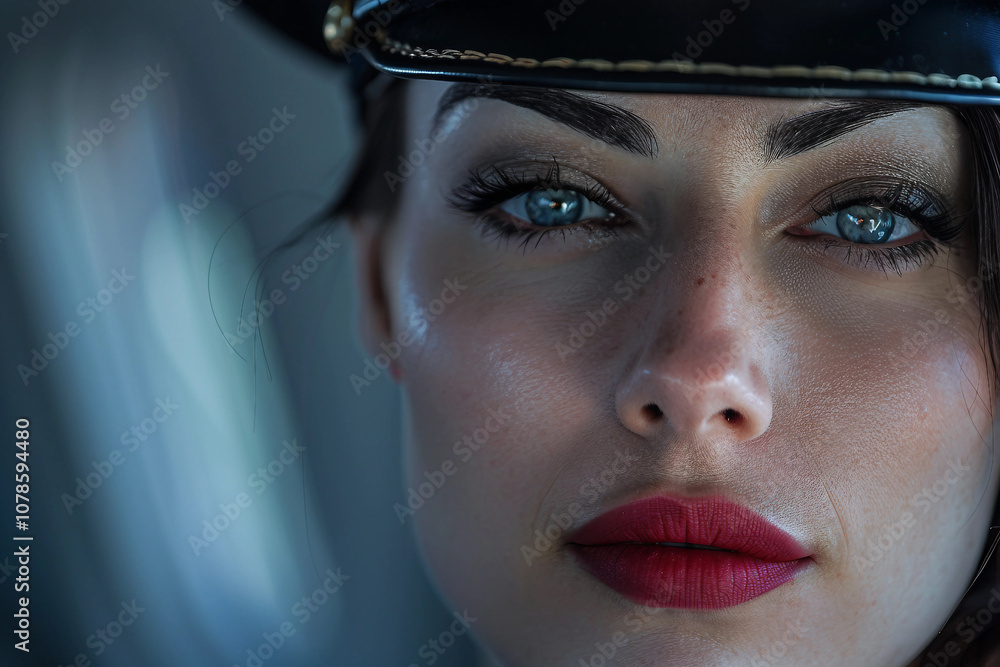 Generative AI portrait of professional airline crew worker steward ...