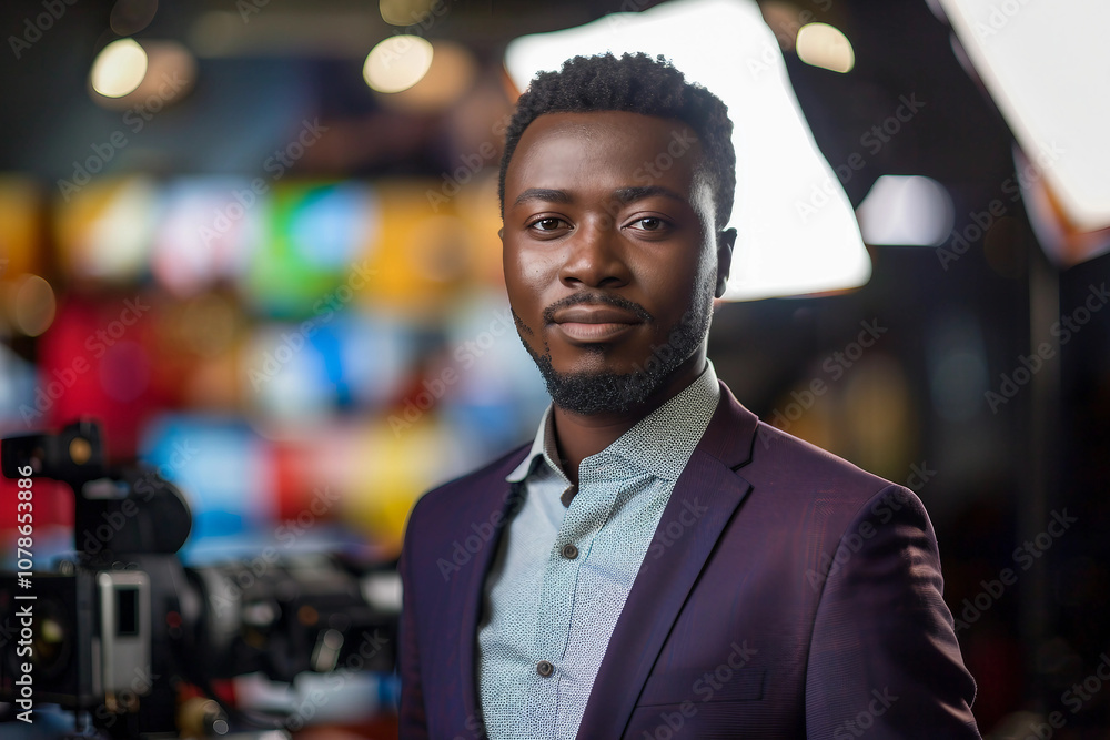 Generative AI professional male female Television Reporter in broadcast ...