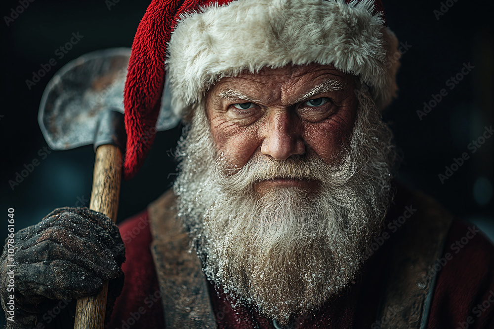 Generative AI image of a menacing horror-themed Santa Claus portraying ...