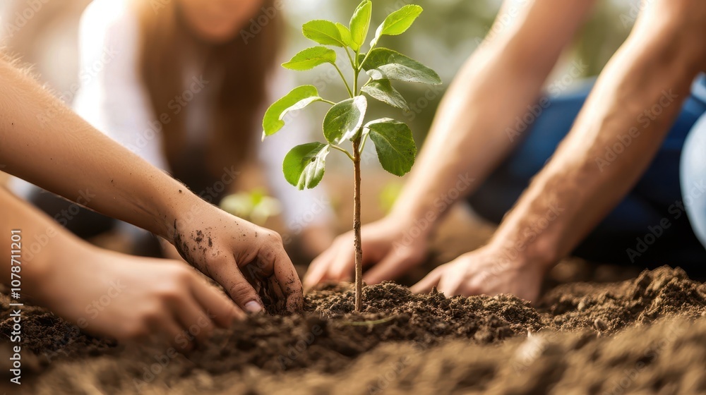 People planting trees as part of a carbon offset initiative ...