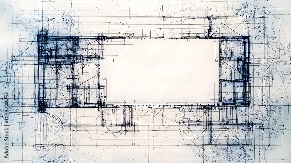 Blank Blueprint: A pristine sheet of engineering drawing paper lies ...