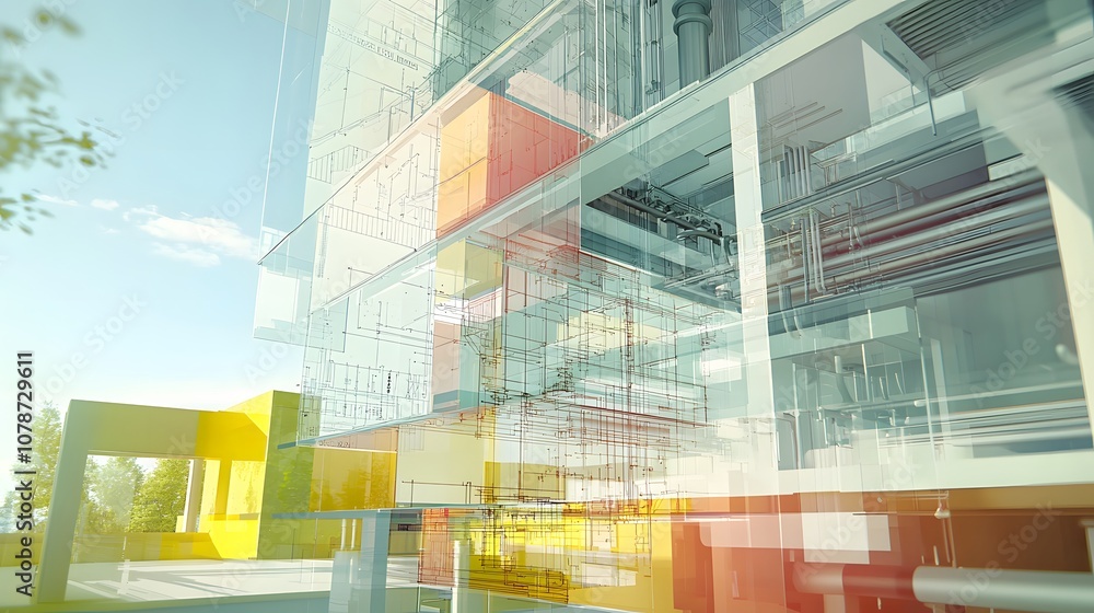 Blueprint Layers: A composite photo showing multiple translucent ...