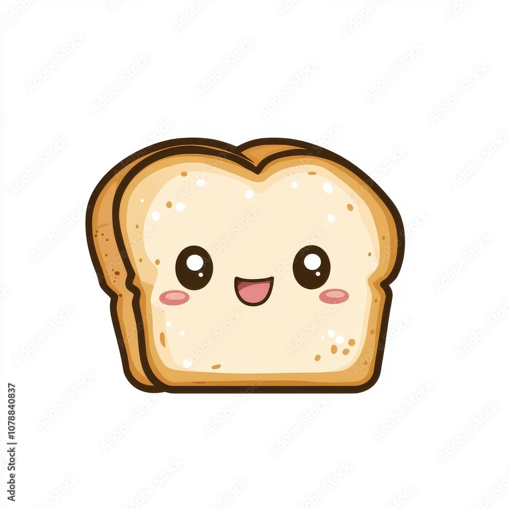 Cute and happy cartoon bread slice with a smiling face, perfect for ...