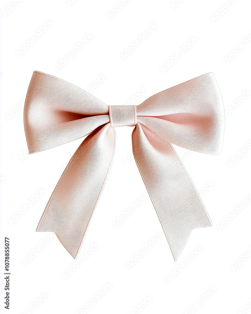 Elegant light pink ribbon bow on white background Stock Photo | Adobe Stock
