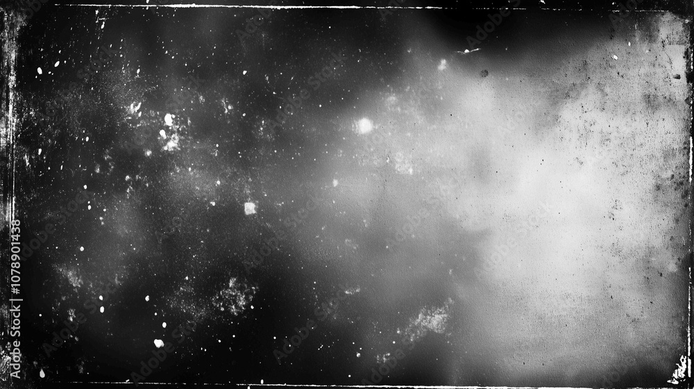 Film frame overlay effect with grain texture, dust particles and ...