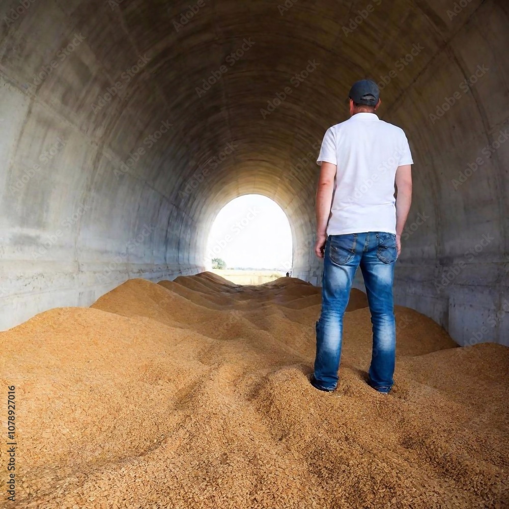 imagine i am standing inside a wheat silo, full of wheat pieces inside ...