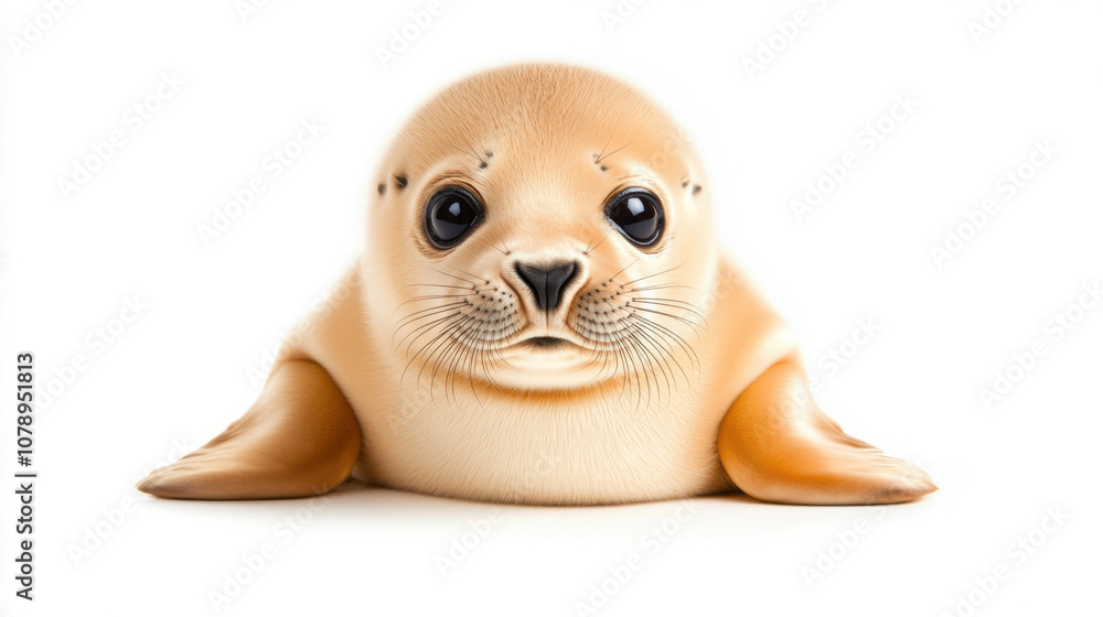 Animal front and look straight, Cute baby seal lying down and looking ...