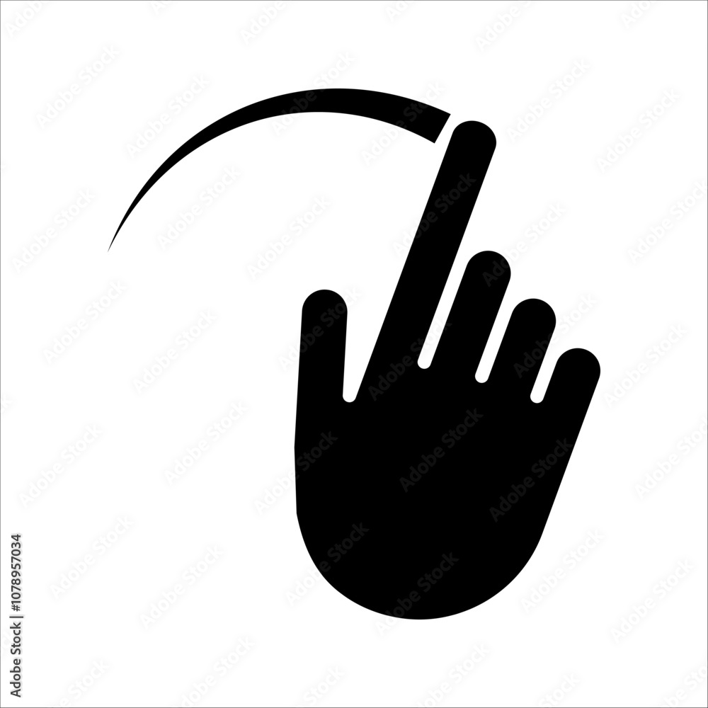 Pointing hand swipe right gesture isolated vector icon. Move to right hand gesture cutout ...