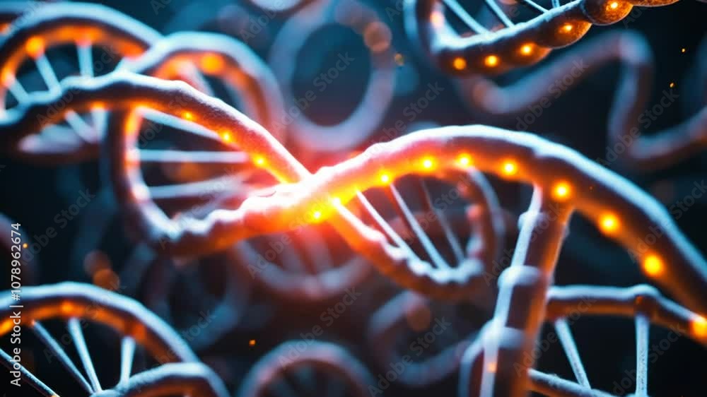 Colorful DNA double helixes twist and turn in a captivating design ...