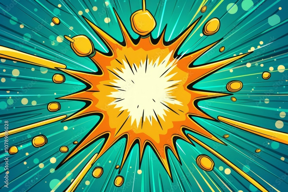 Bright comic-style explosion with yellow and orange burst effect ...