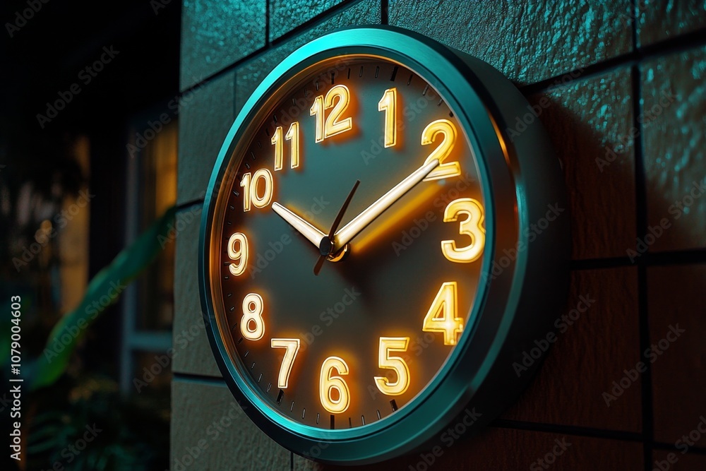 Digital clock with glowing numbers in a dark room, creating a quiet ...