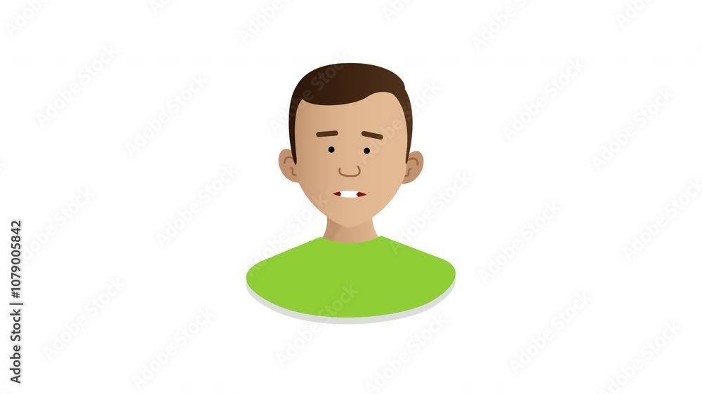 2D Illustrated male vector character talking head, different lengths of ...