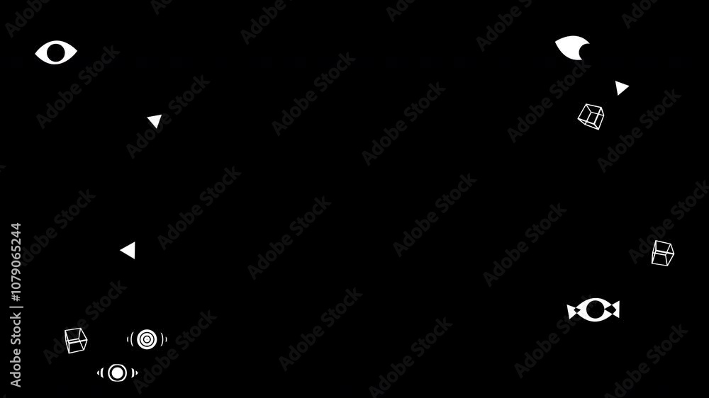 Abstract Black and White Circle Triangle comic eye blink and cube ...