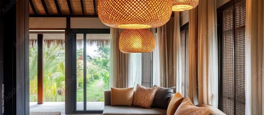 Bamboo ceiling lamps with intricate designs perfect for adding a touch ...