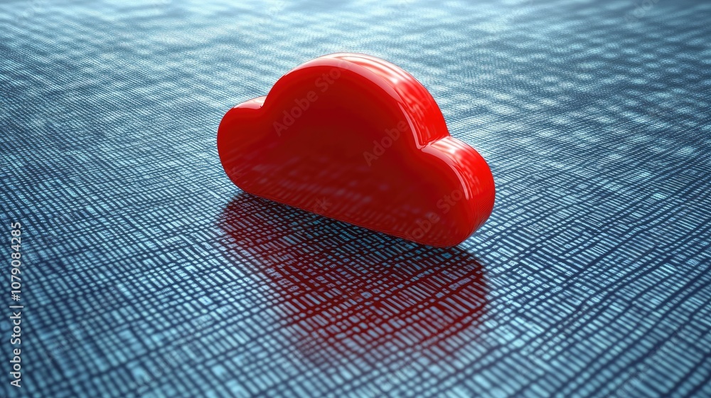 Red cloud icon amidst layers of binary numbers, conveying the essence ...