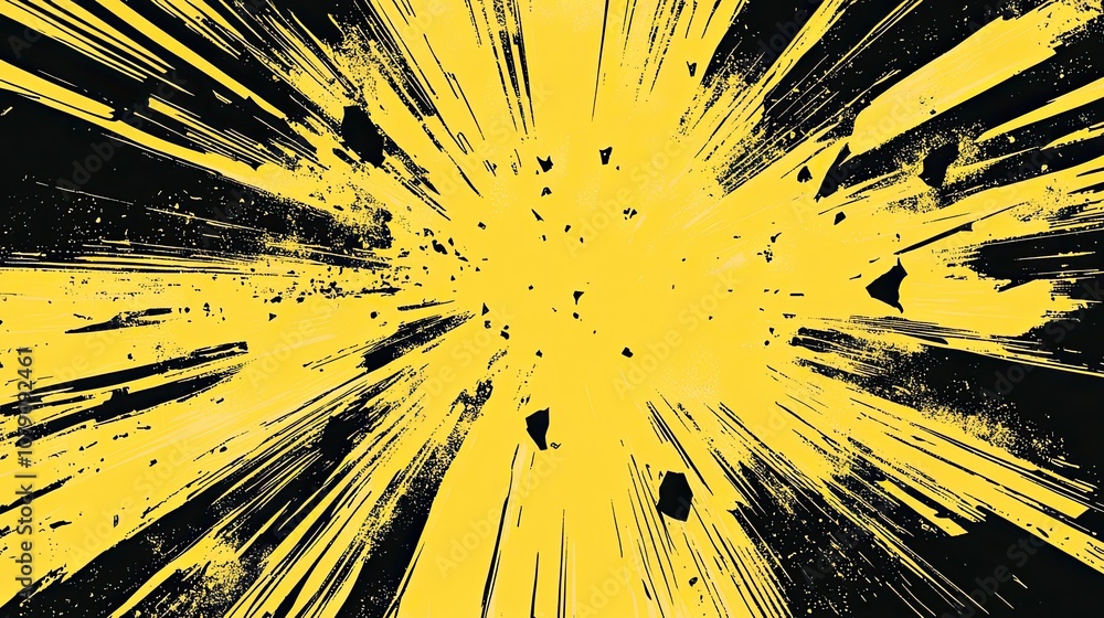 Black and yellow background explosion with lines, comic book style ...