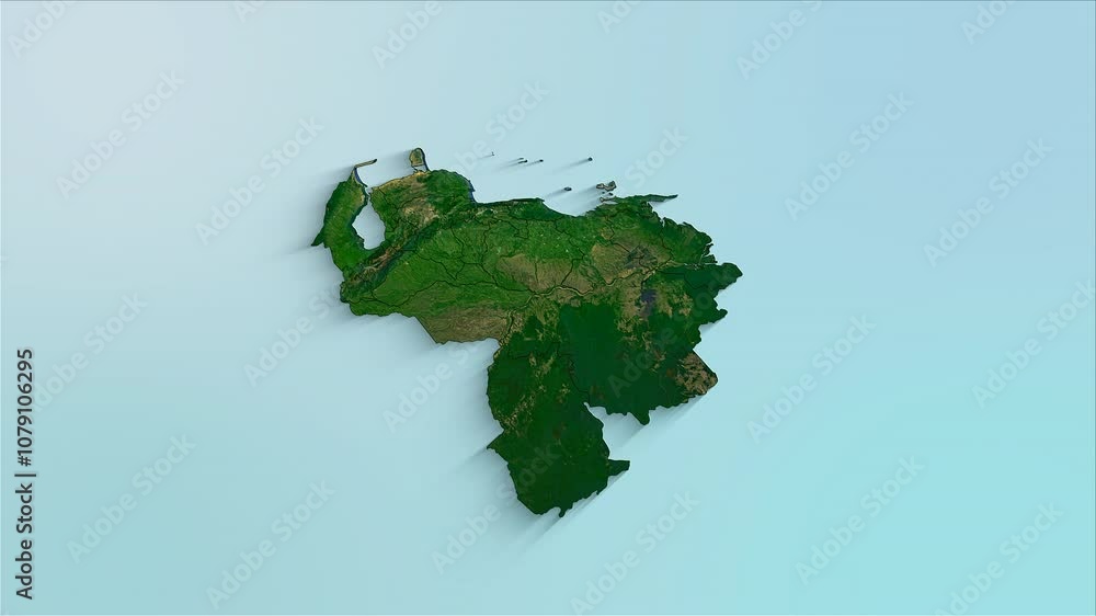 Venezuela animated map showing regions forming the country with a ...