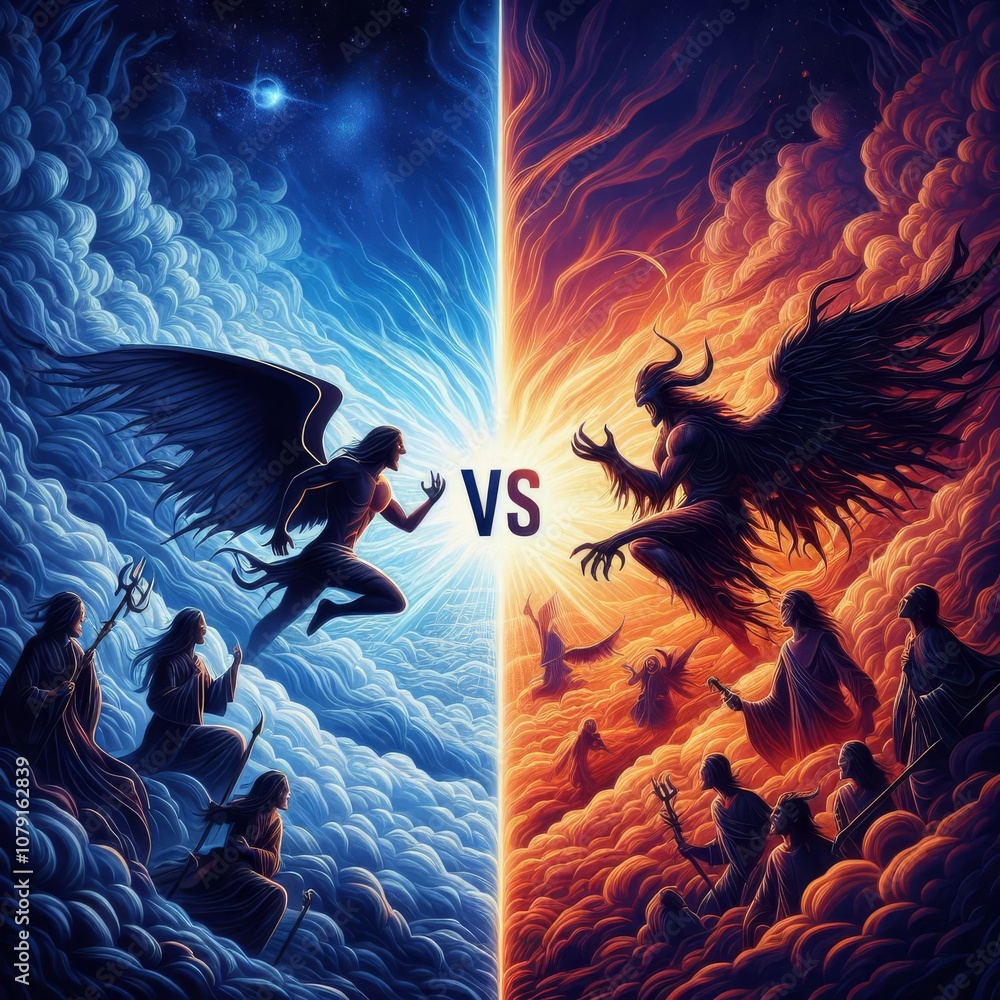 versus wallpaper, heaven and hell, good vs evil, light and darkness ...