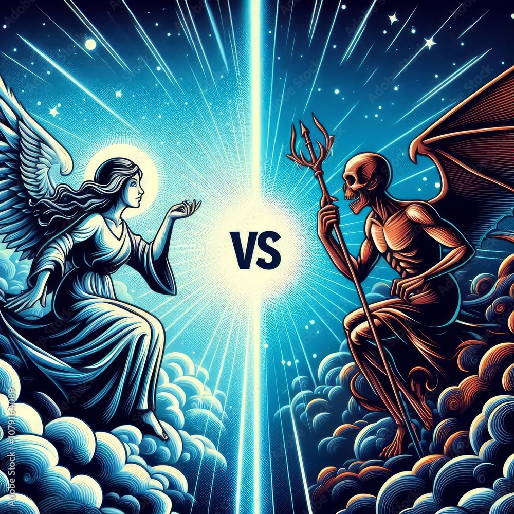 versus wallpaper, heaven and hell, good vs evil, light and darkness ...