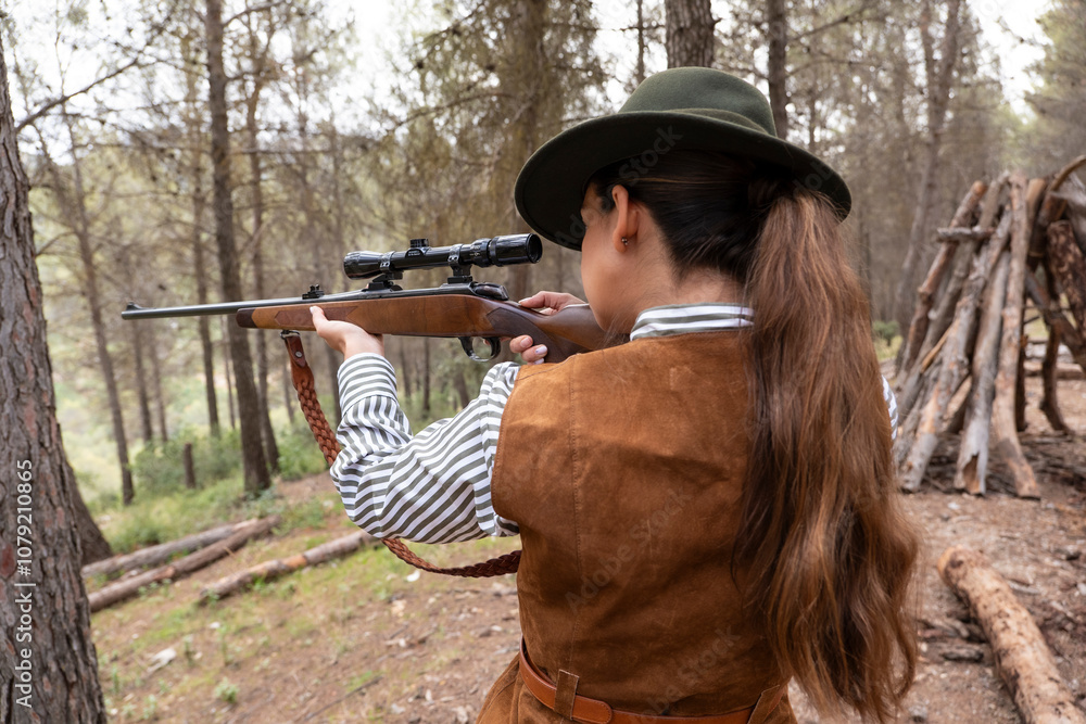Photographs of a Spanish female hunter in her traditional uniform ...