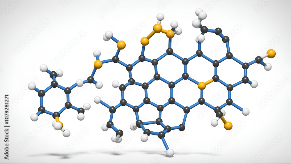 pentazocine molecule, structural chemical formula, ball-and-stick model ...