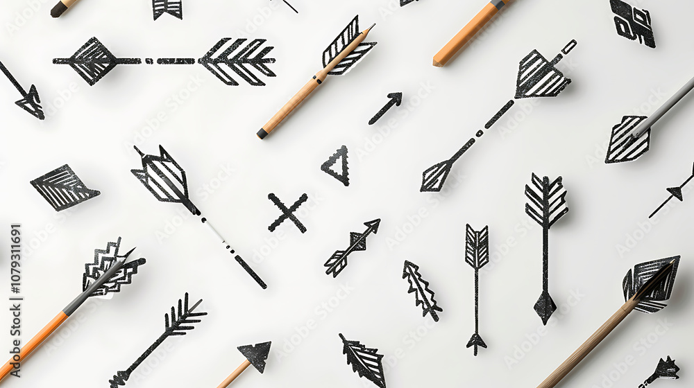 A Collection of Hand-Drawn Arrows of Different Styles: A Unique Set of ...
