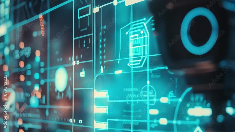 CCTV camera with digital interface background. Future Ai, Artificial ...