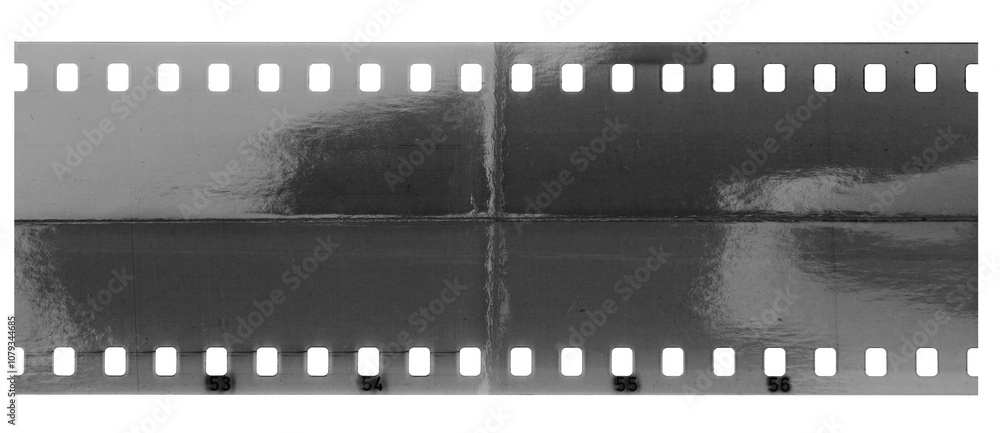 blank film negative strip with a white border and a black center with ...